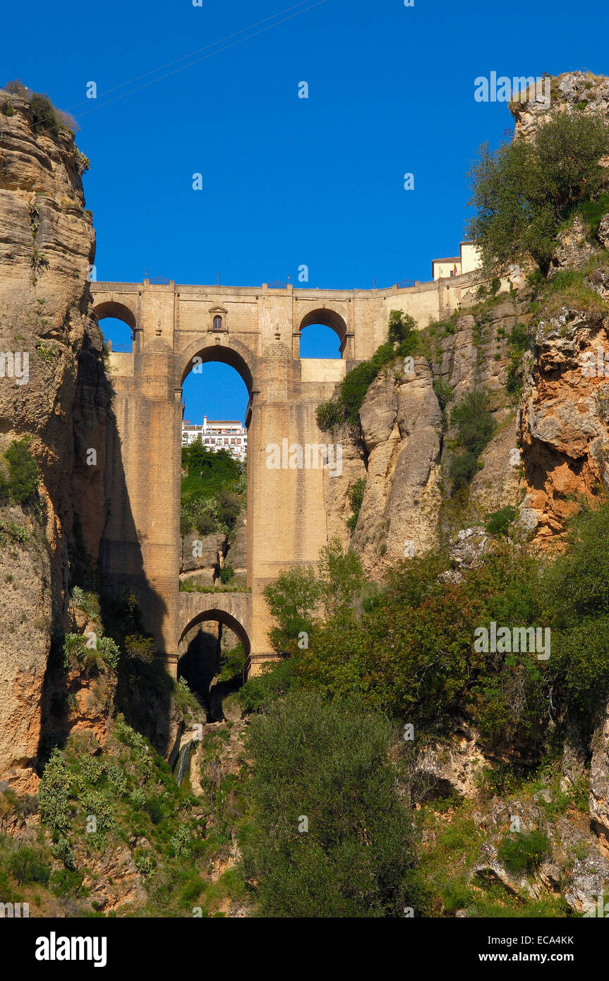 Puente Nuevo, new bridge, spanning the Tajo Gorge, Ronda, Málaga ...