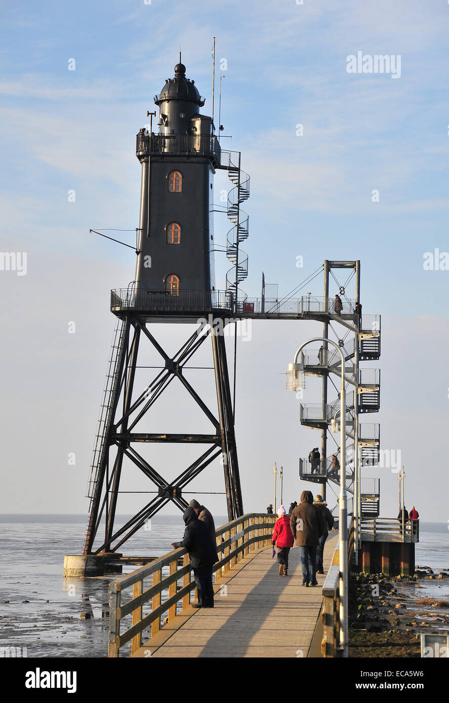 Leuchtturm Obereversand Lighthouse, fishing port of Dorum-Neufeld ...