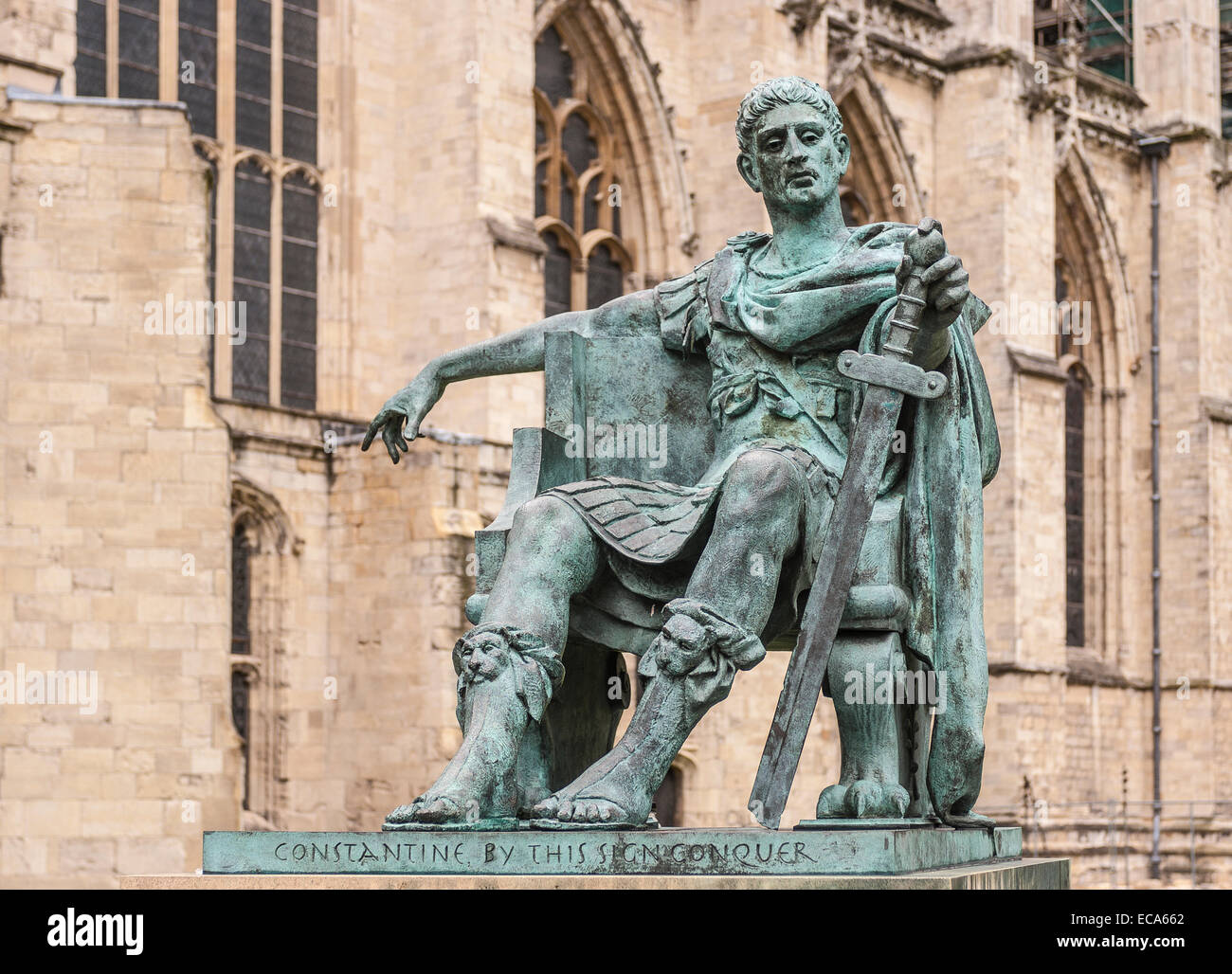 Monument, Emperor Constantine the Great, in front of the York Minster ...