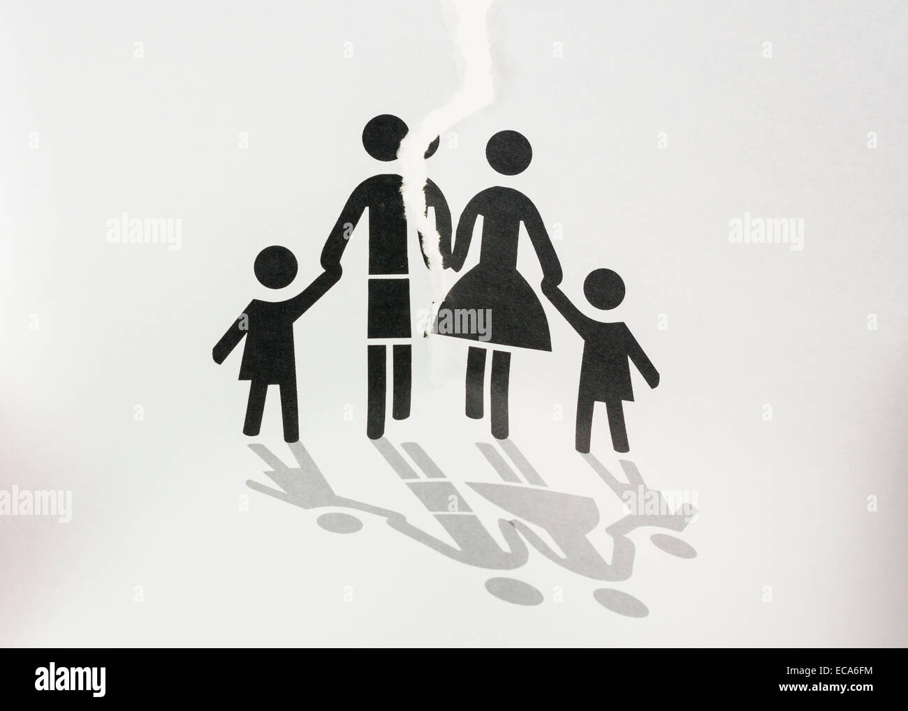 Split family, failed relationship, separation, symbolic image ...