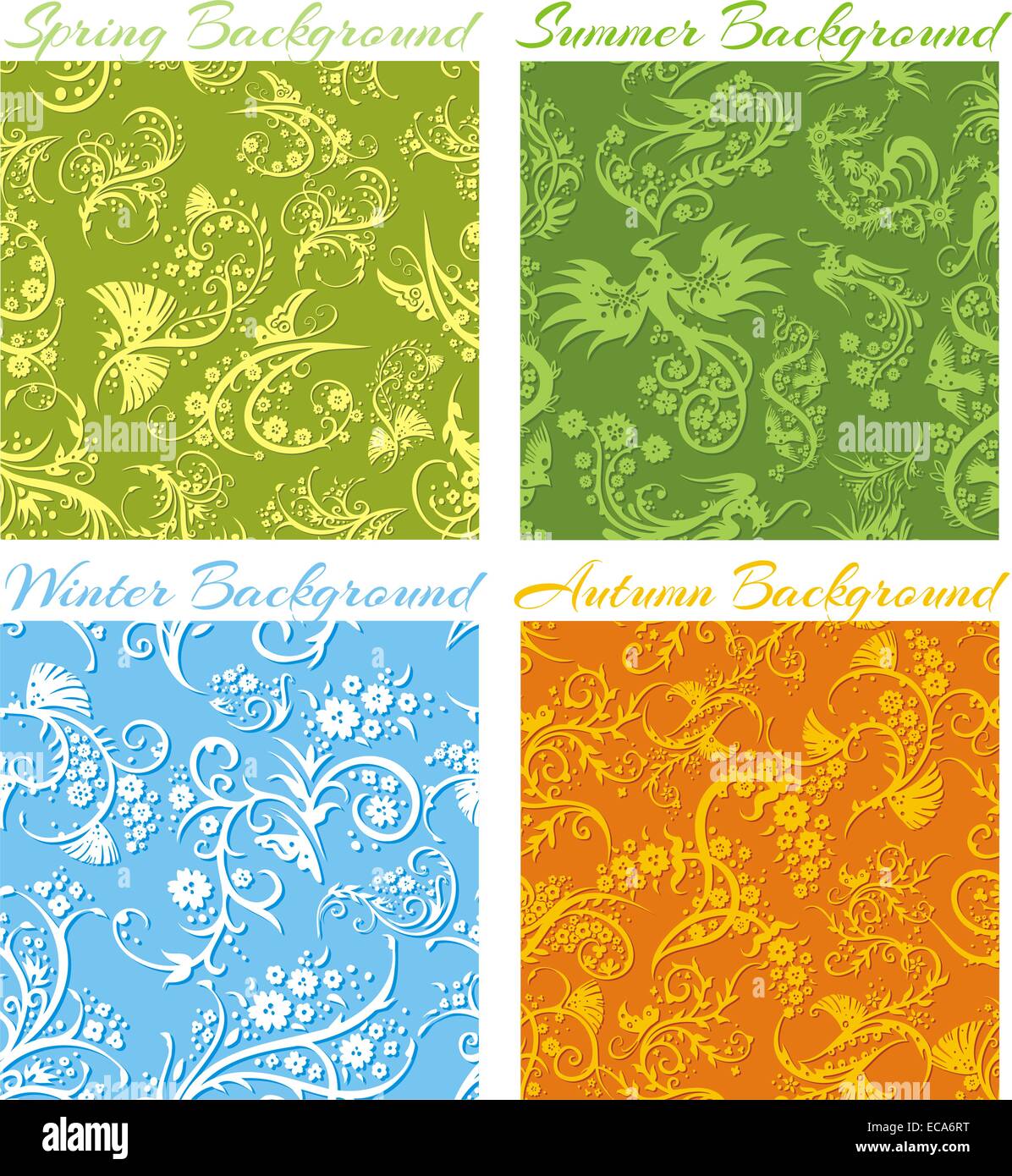 Set of Seasons backgrounds - 3D seamless pattern Stock Photo - Alamy
