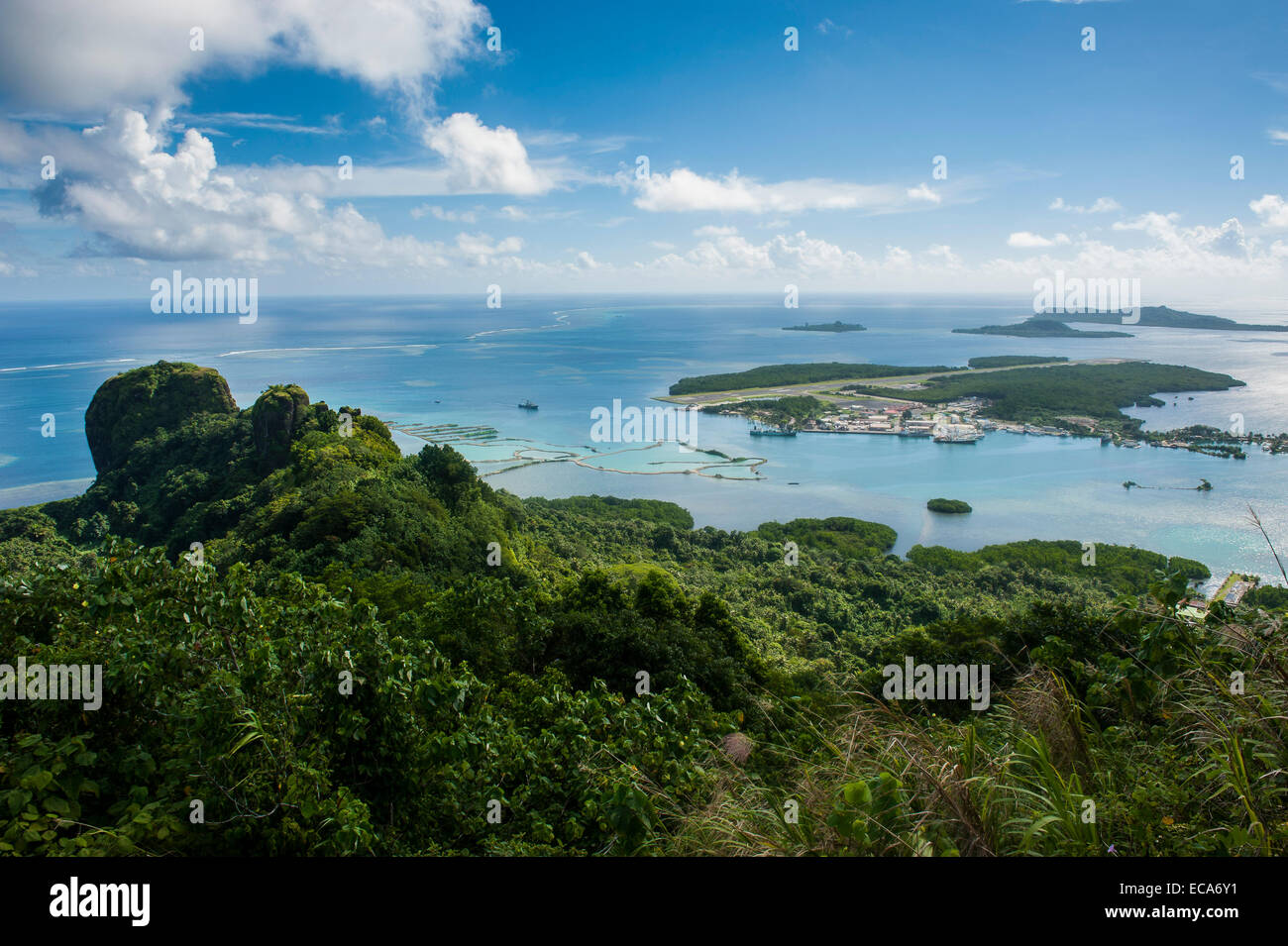Overlooking the island of Pohnpei and Sokehs rock, Micronesia Stock ...