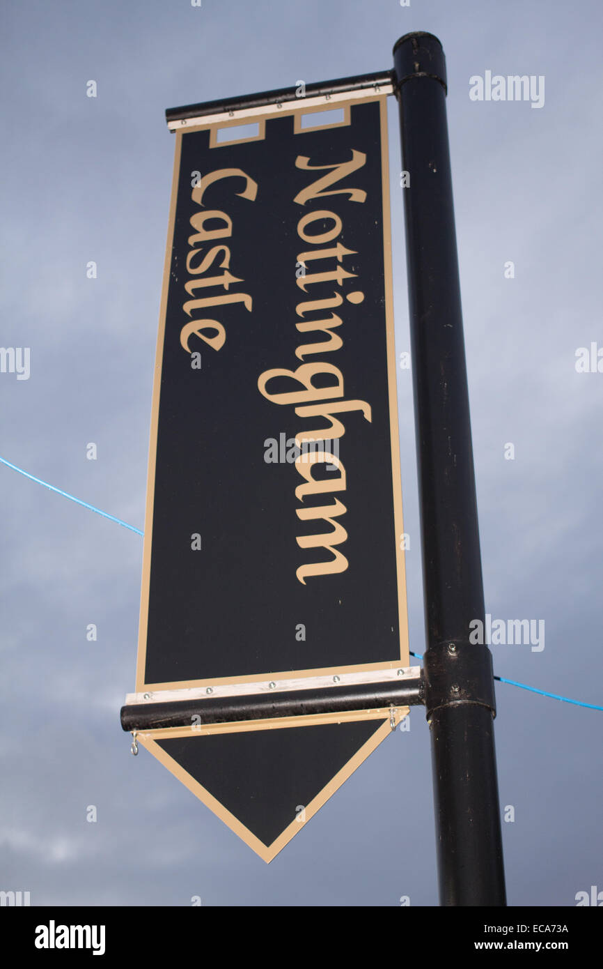 Nottingham Castle signpost Stock Photo - Alamy