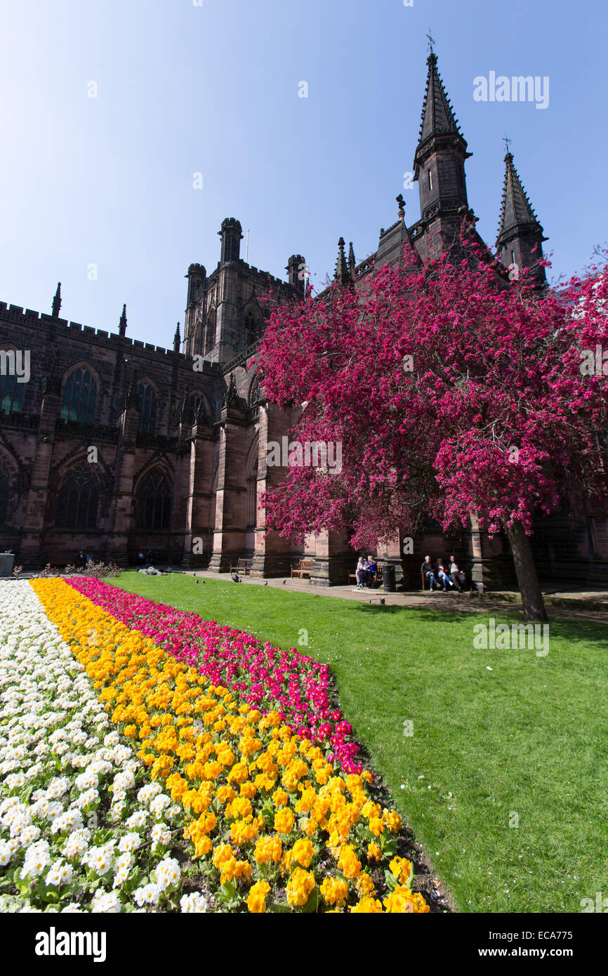 City of Chester, England. Picturesque spring view of the Cheshire ...
