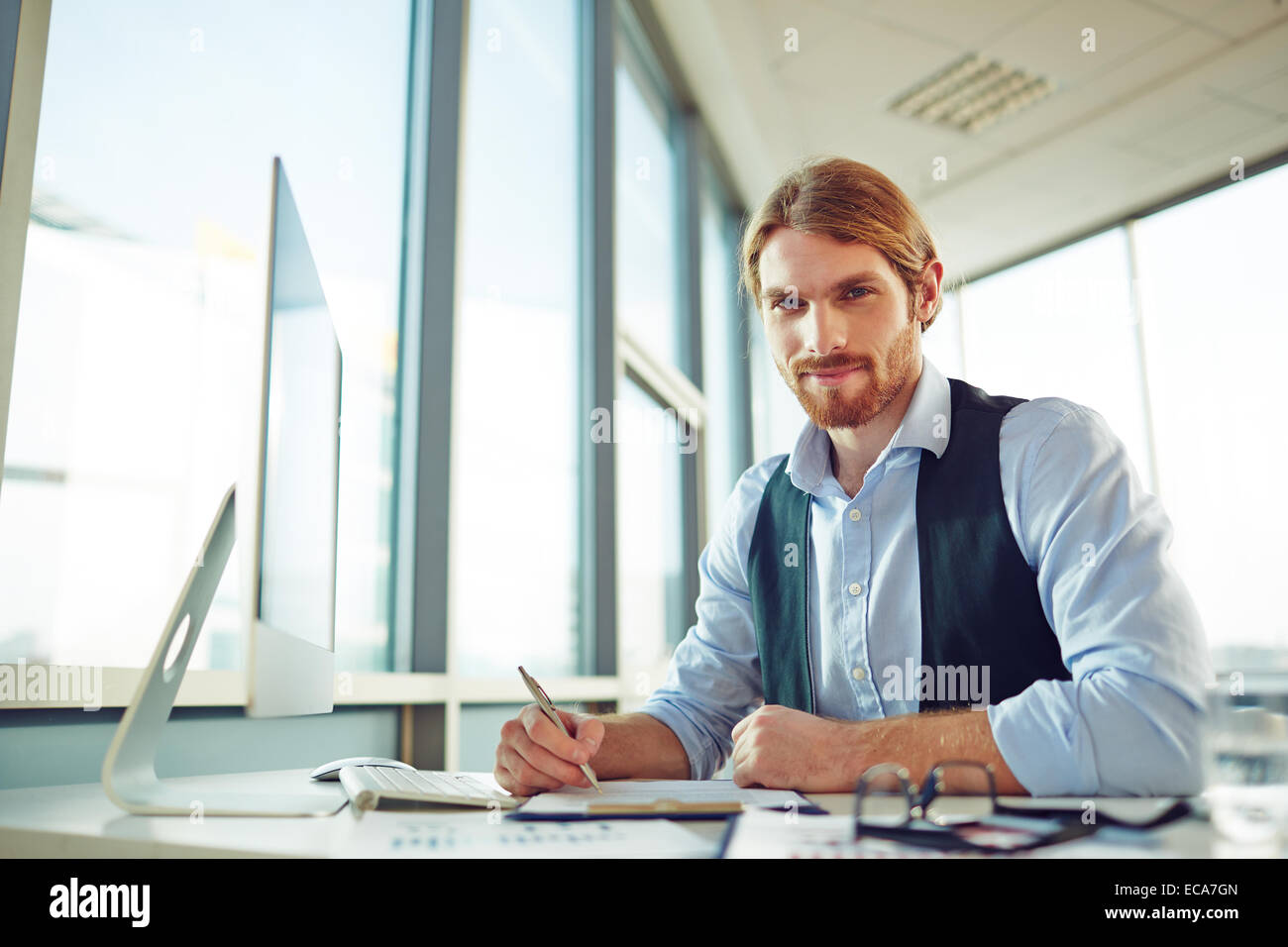 Successful businessman working in office Stock Photo - Alamy