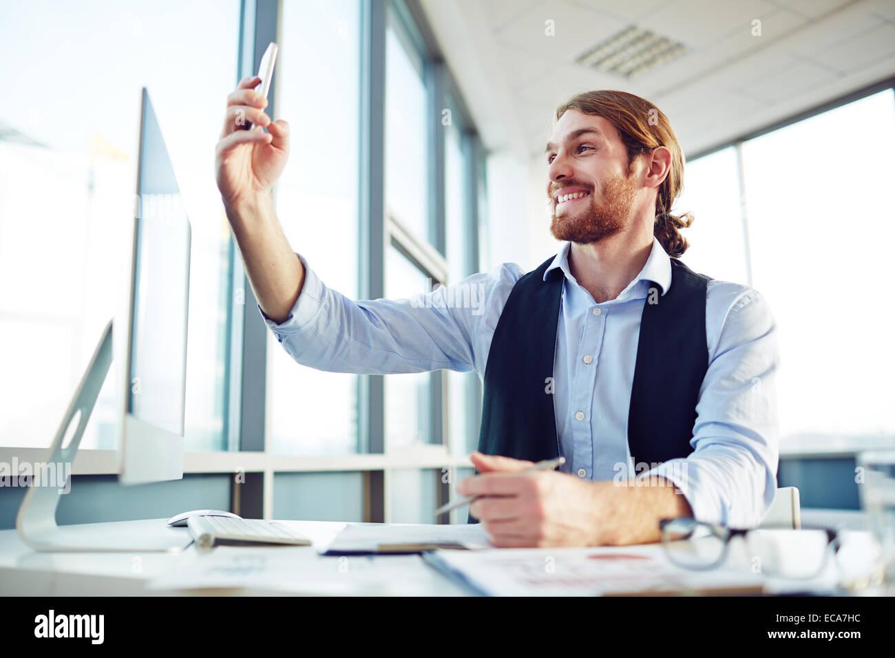 Handsome businessman making selfie hi-res stock photography and images ...