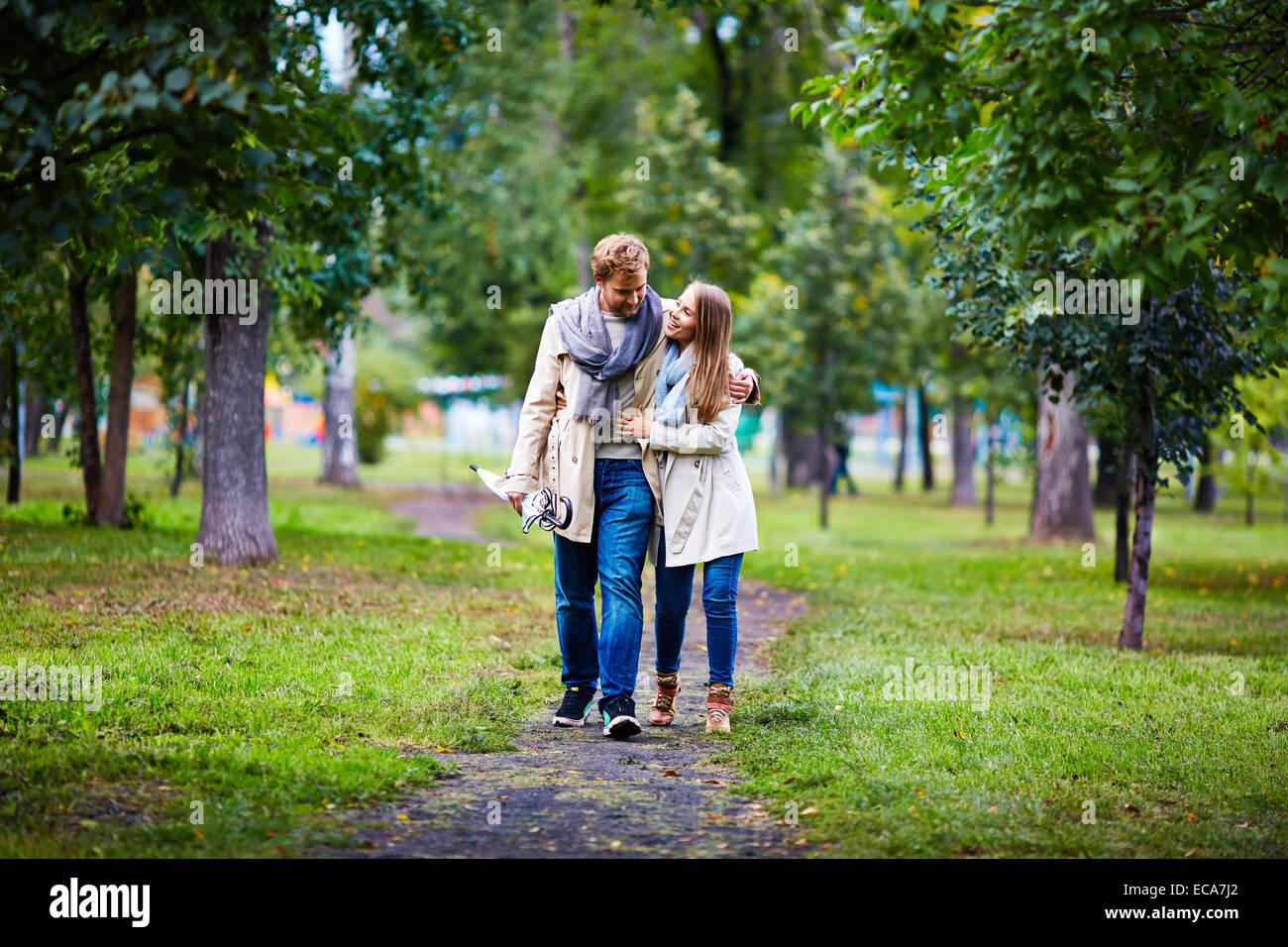 Amorous couple taking walk in natural environment Stock Photo - Alamy