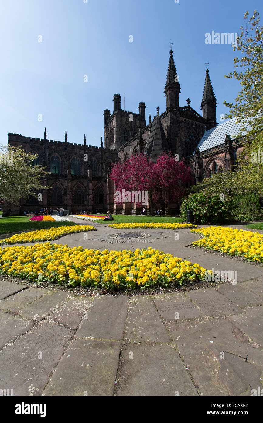 City of Chester, England. Picturesque spring view of the Cheshire ...