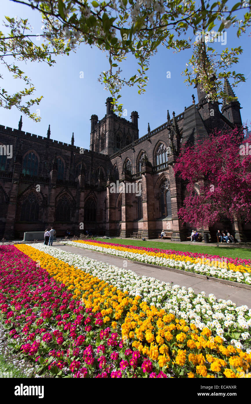 City of Chester, England. Picturesque spring view of the Cheshire ...