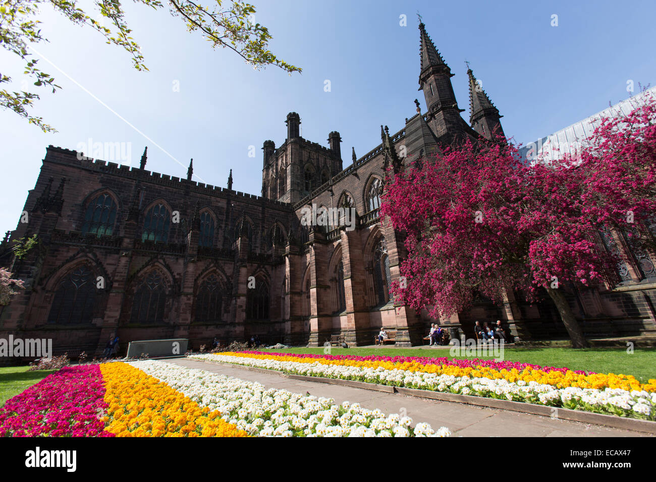 City of Chester, England. Picturesque spring view of the Cheshire ...