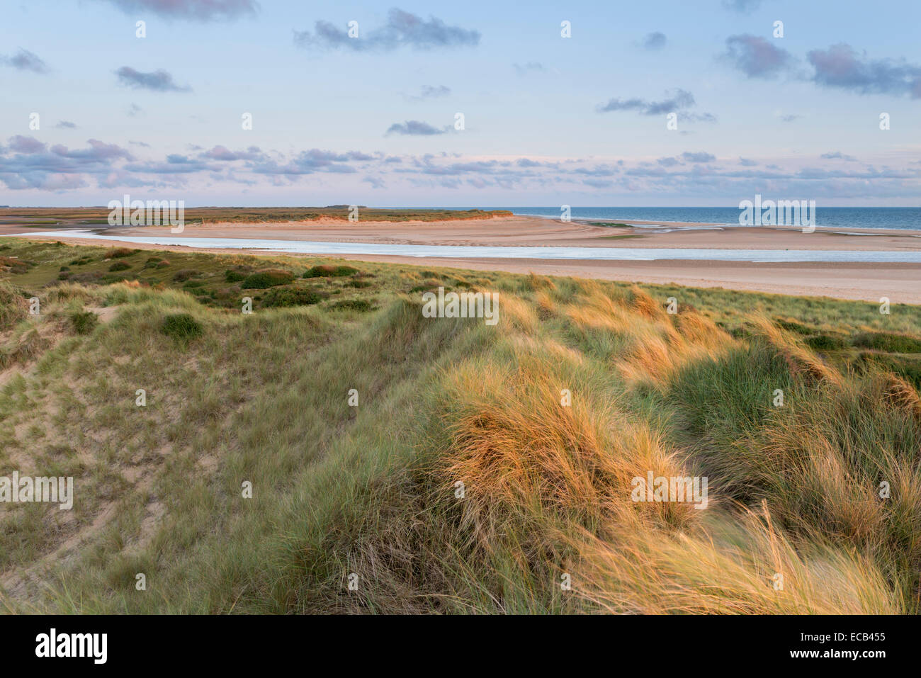 A view of Burnham Harbour and Scolt Head Island from Gun Hill at ...