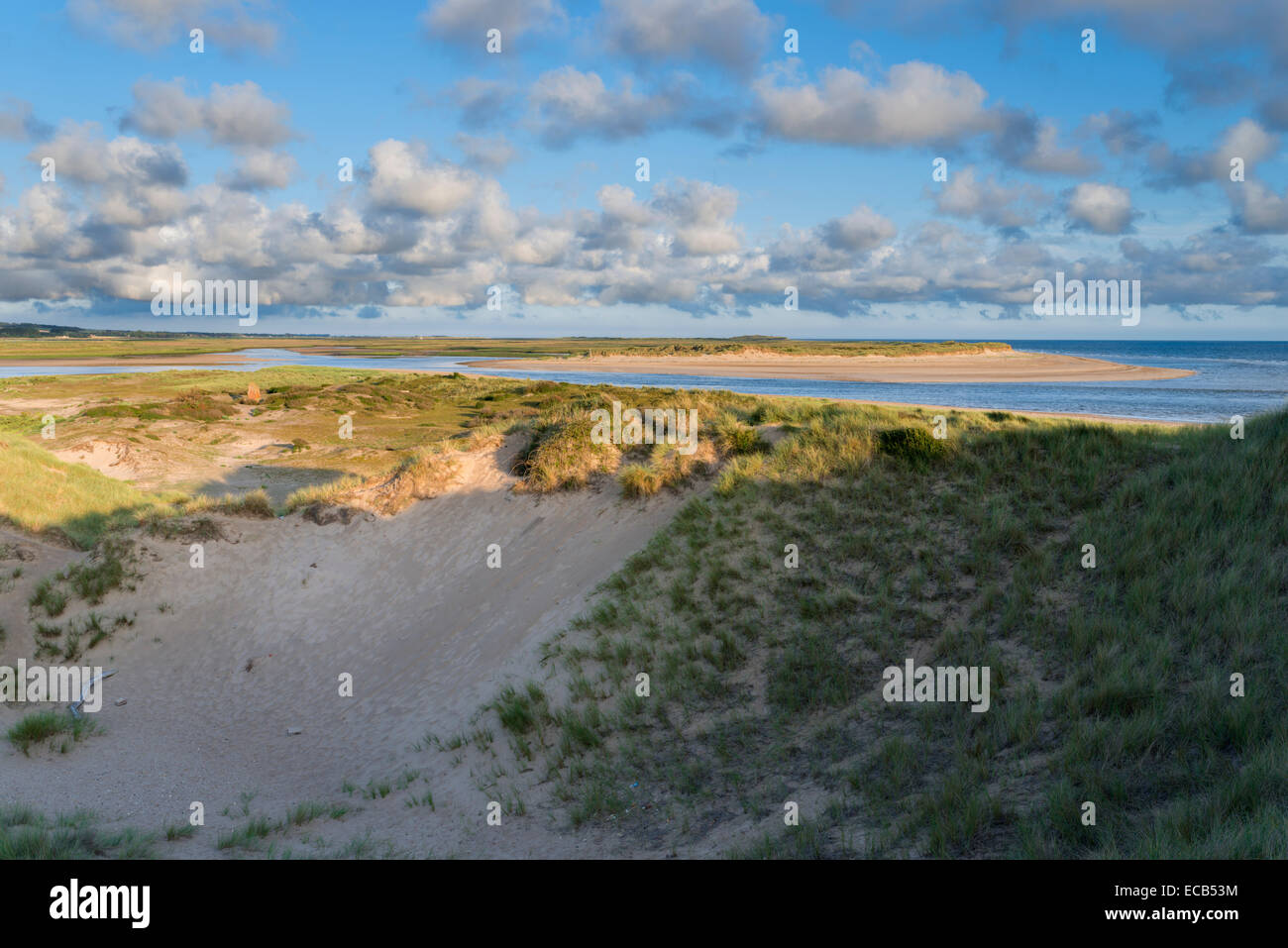 A view of Burnham Harbour and Scolt Head Island from Gun Hill at ...