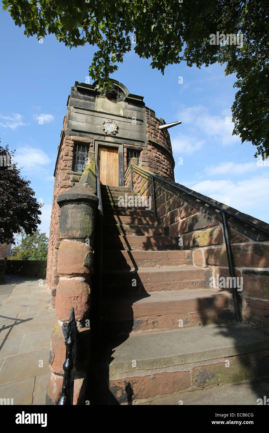 City of Chester, England. Picturesque view of the King Charles Tower ...