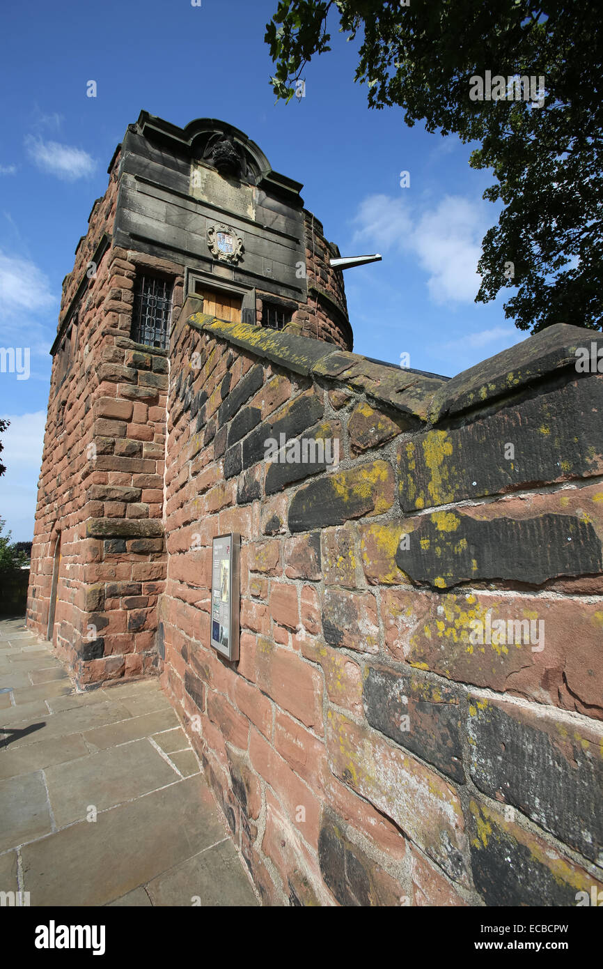 City of Chester, England. Picturesque view of the King Charles Tower ...