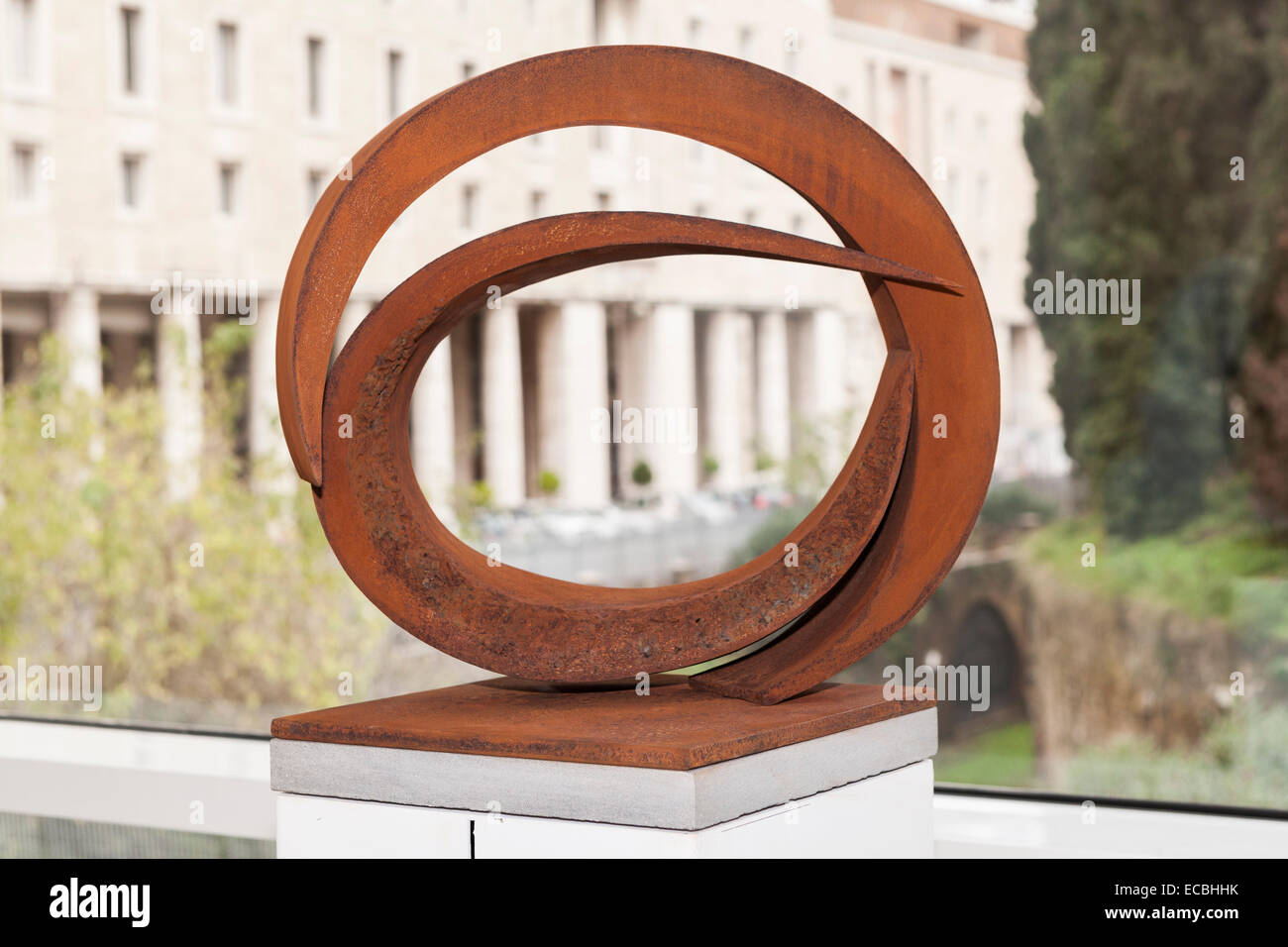 Sculptures by American artist Beverly Pepper on show at the Ara Pacis ...