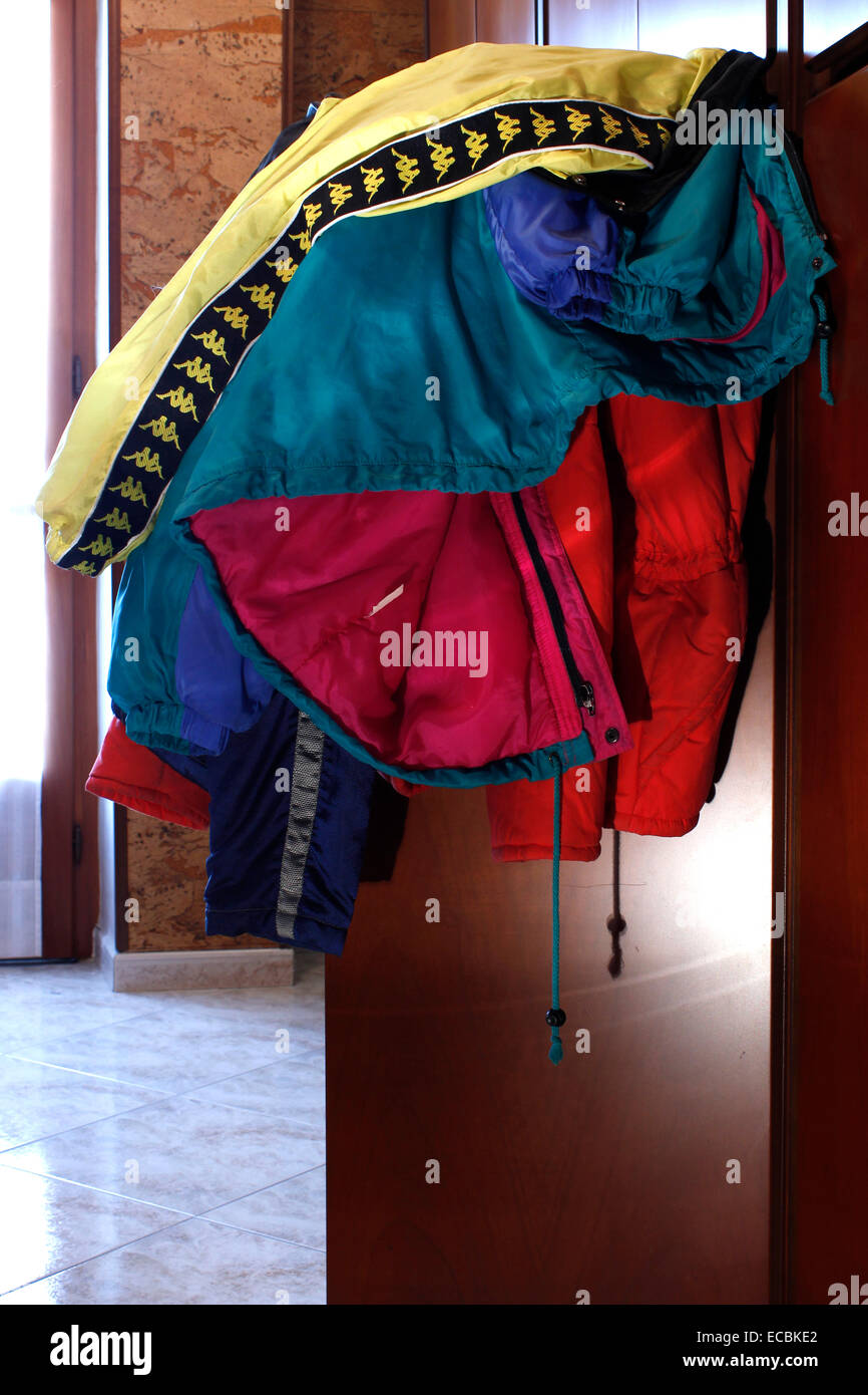 Pile of winter jackets hi-res stock photography and images - Alamy