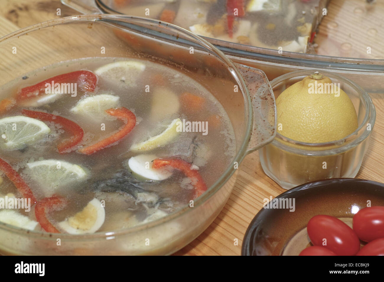 Fish carp. In the Polish kitchen, on the Polish table. Preparing carp ...