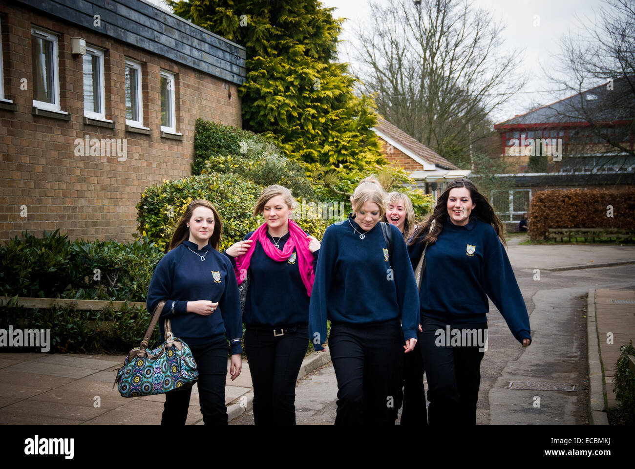Girls at secondary school at break time Stock Photo - Alamy