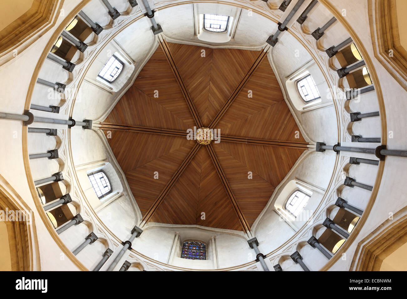The ceiling of Temple Church in London, England. The church dates from ...