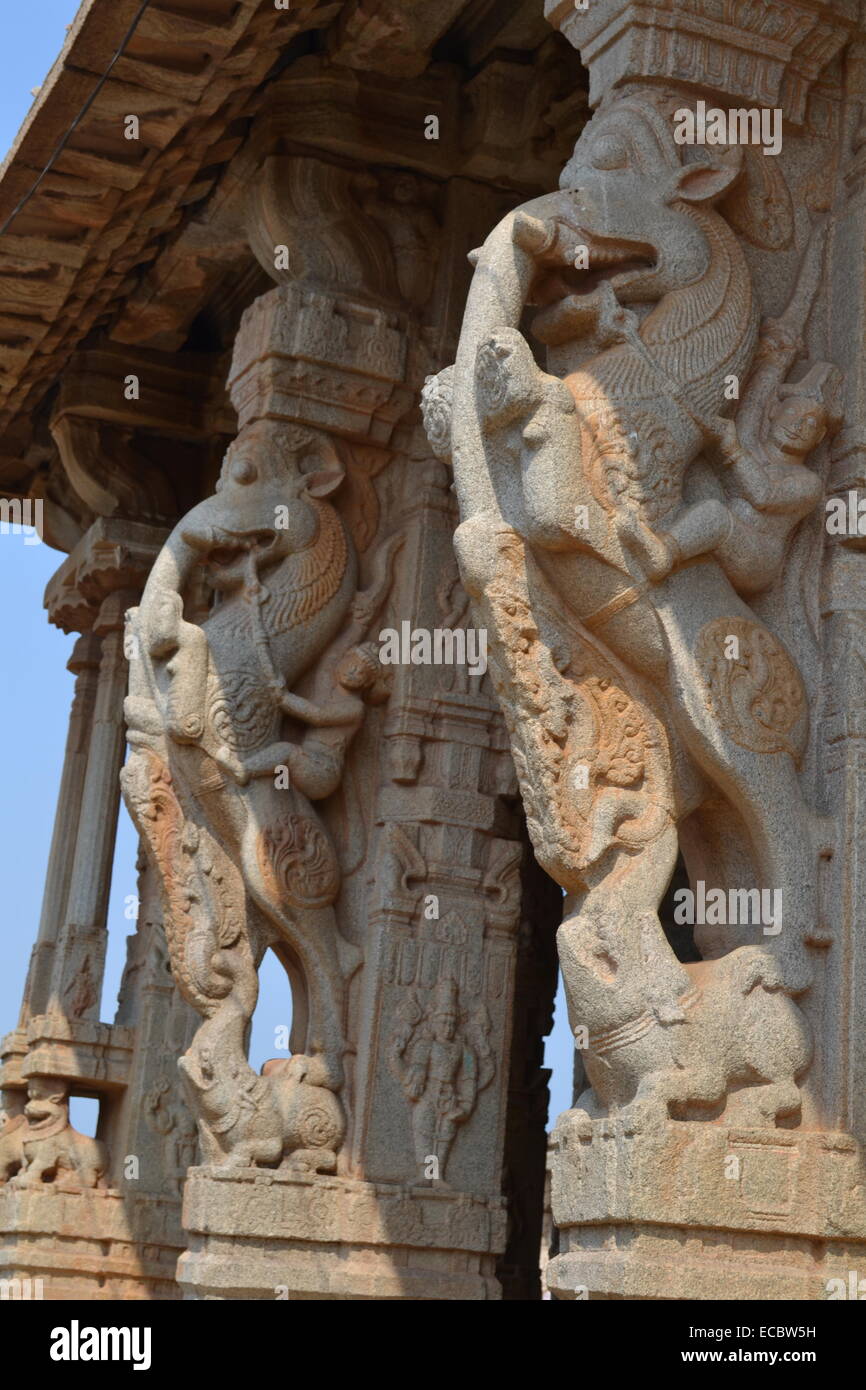 Lion-Yalis in Pillars of Vittala Temple Complex @ Hampi - UNESCO World ...