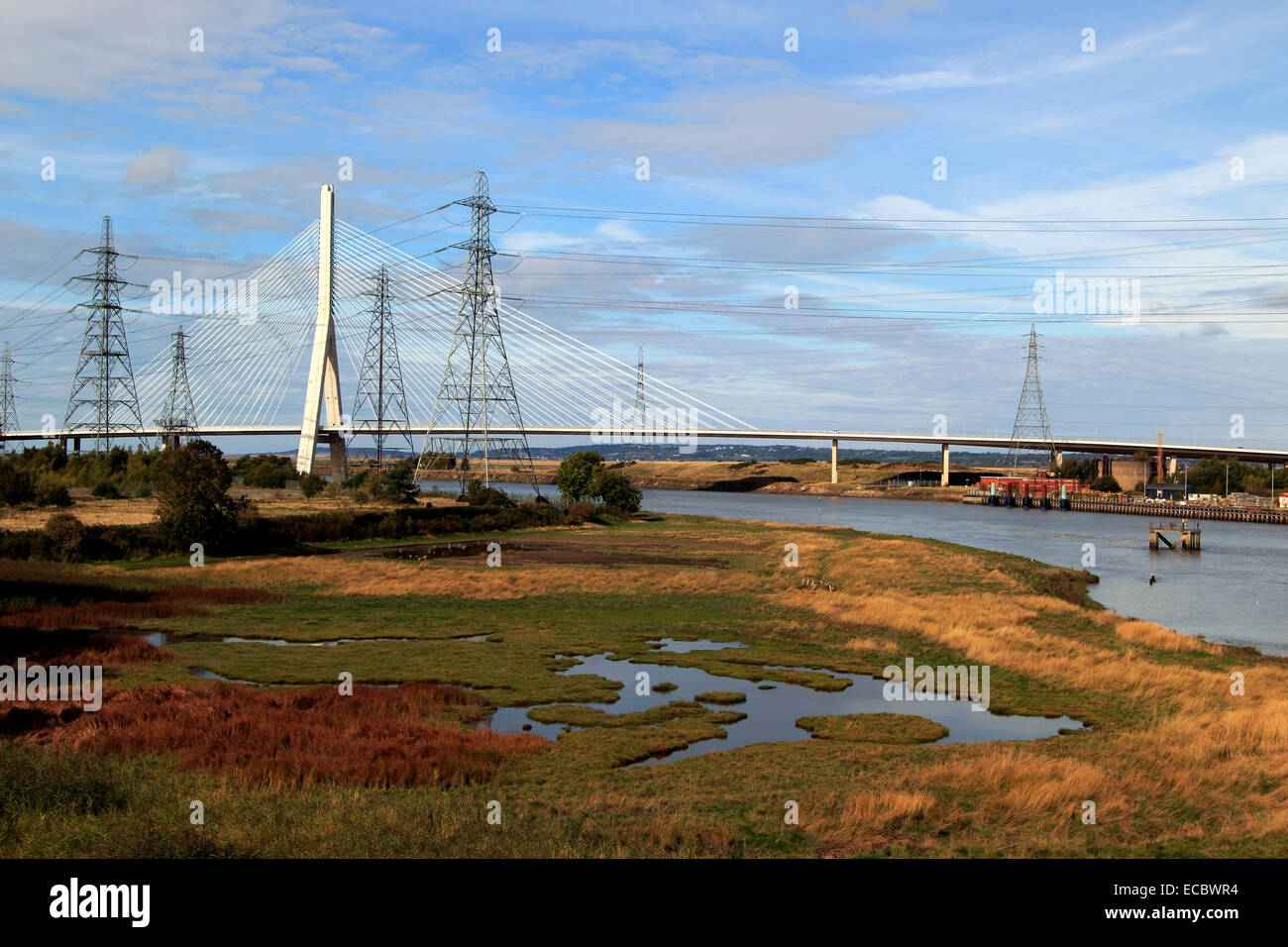 Flintshire Bridge, A548 spanning the Dee Estuary, linking Connah’s Quay ...