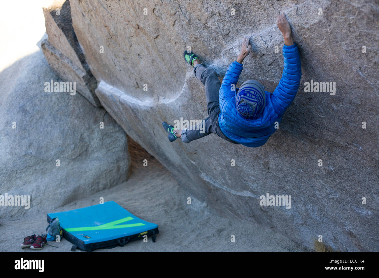 A climber climbs Ironman at The Buttermilks Stock Photo - Alamy