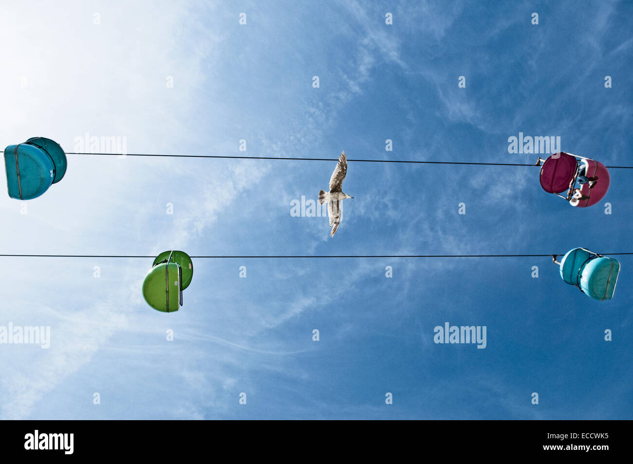 The Sky Glider ride at the Santa Cruz Beach Boardwalk, California Stock ...