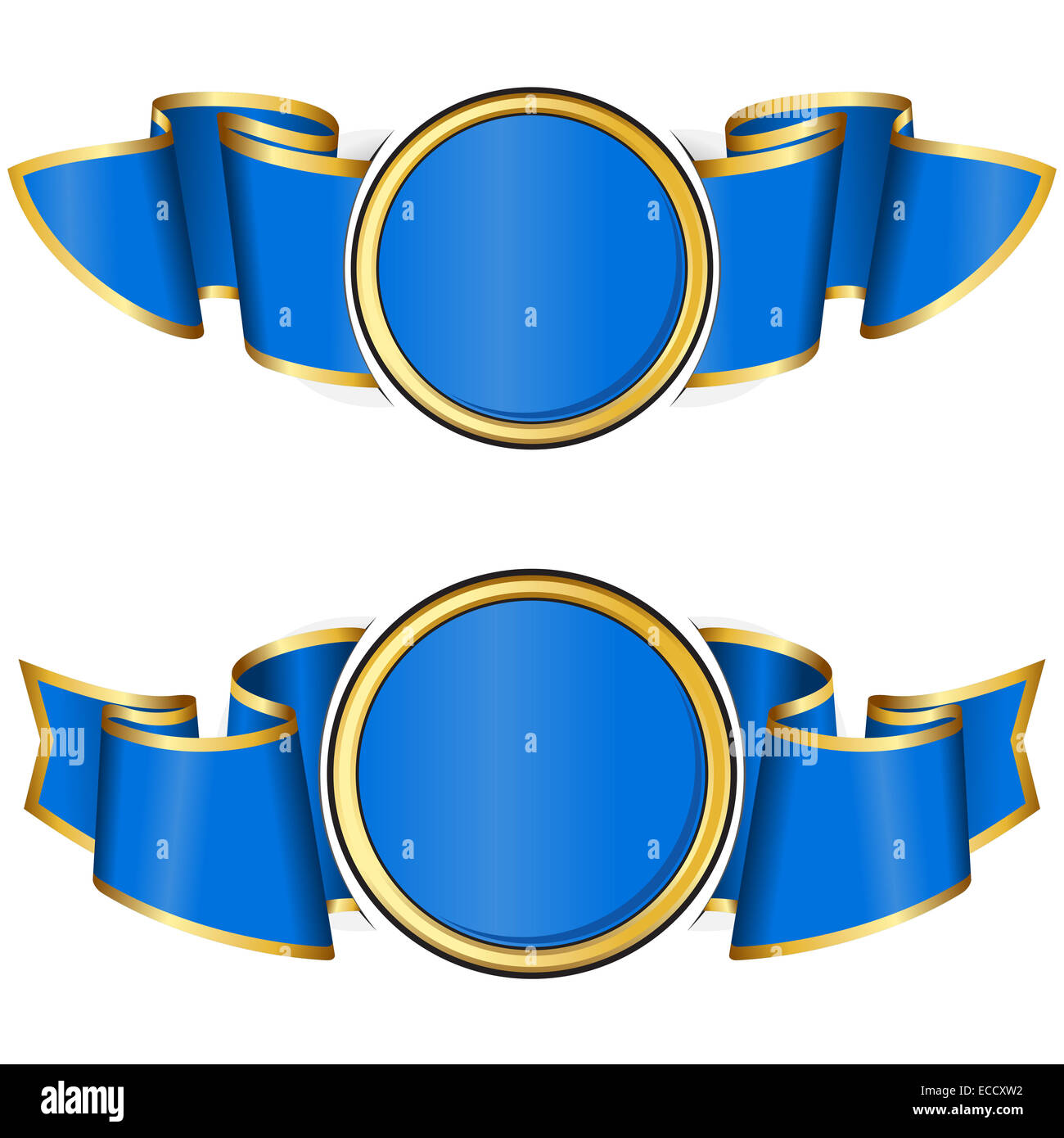 Blue round frame with ribbon Stock Photo - Alamy