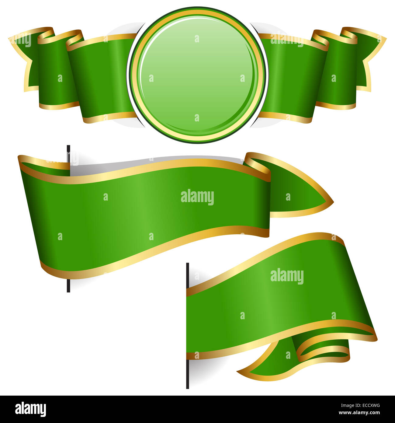 Green round frame with ribbon Stock Photo - Alamy