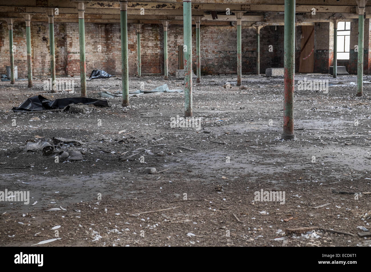 Disused old Lancashire cotton mill in a state of decay with a lot of ...