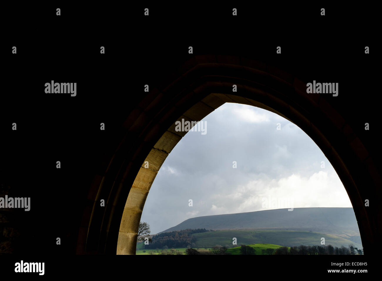 Pendle Hill in Lancashire UK as seen from the village church of St ...