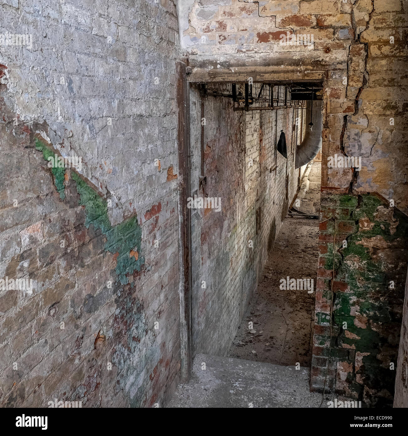 Disused old Lancashire cotton mill in a state of decay with a lot of ...