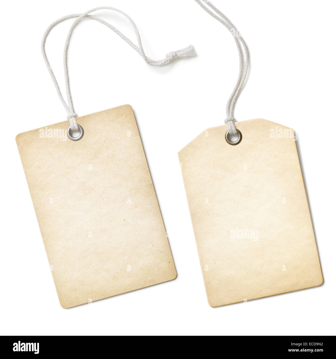 Blank old paper cloth tag or label set isolated on white Stock Photo ...