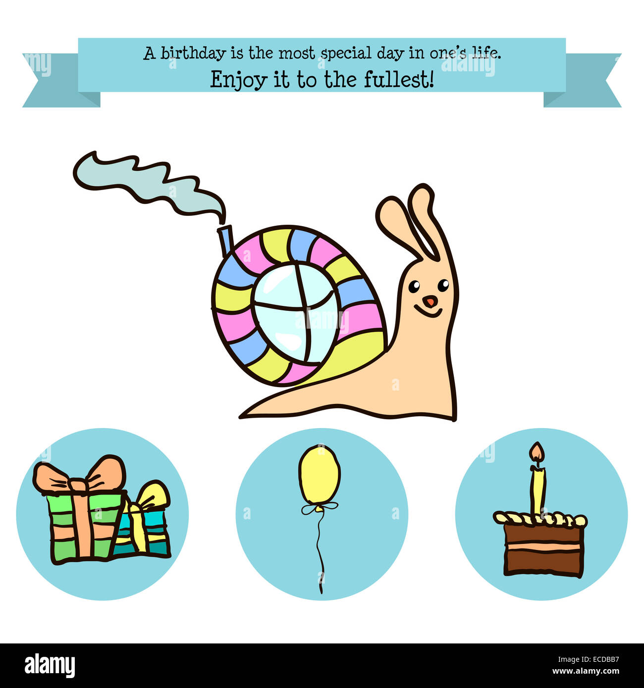 Congratulations birthday with a character Stock Photo - Alamy