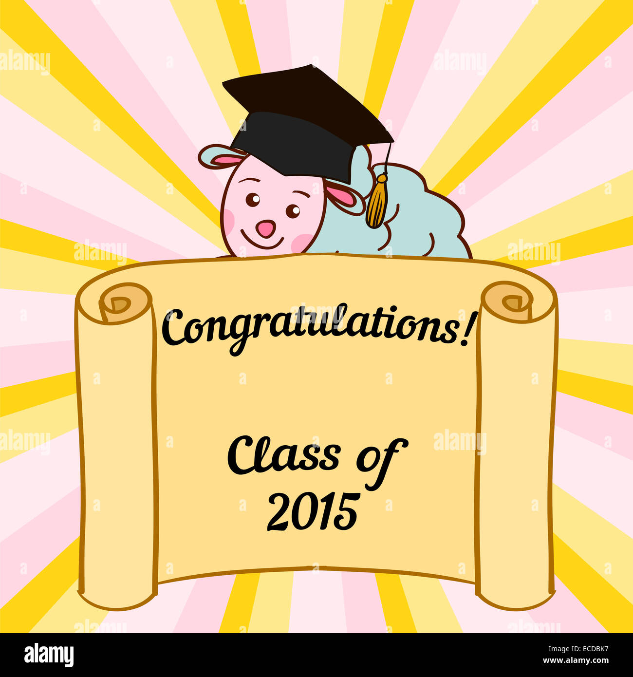 Greeting card with a character and congratulations graduate completion ...