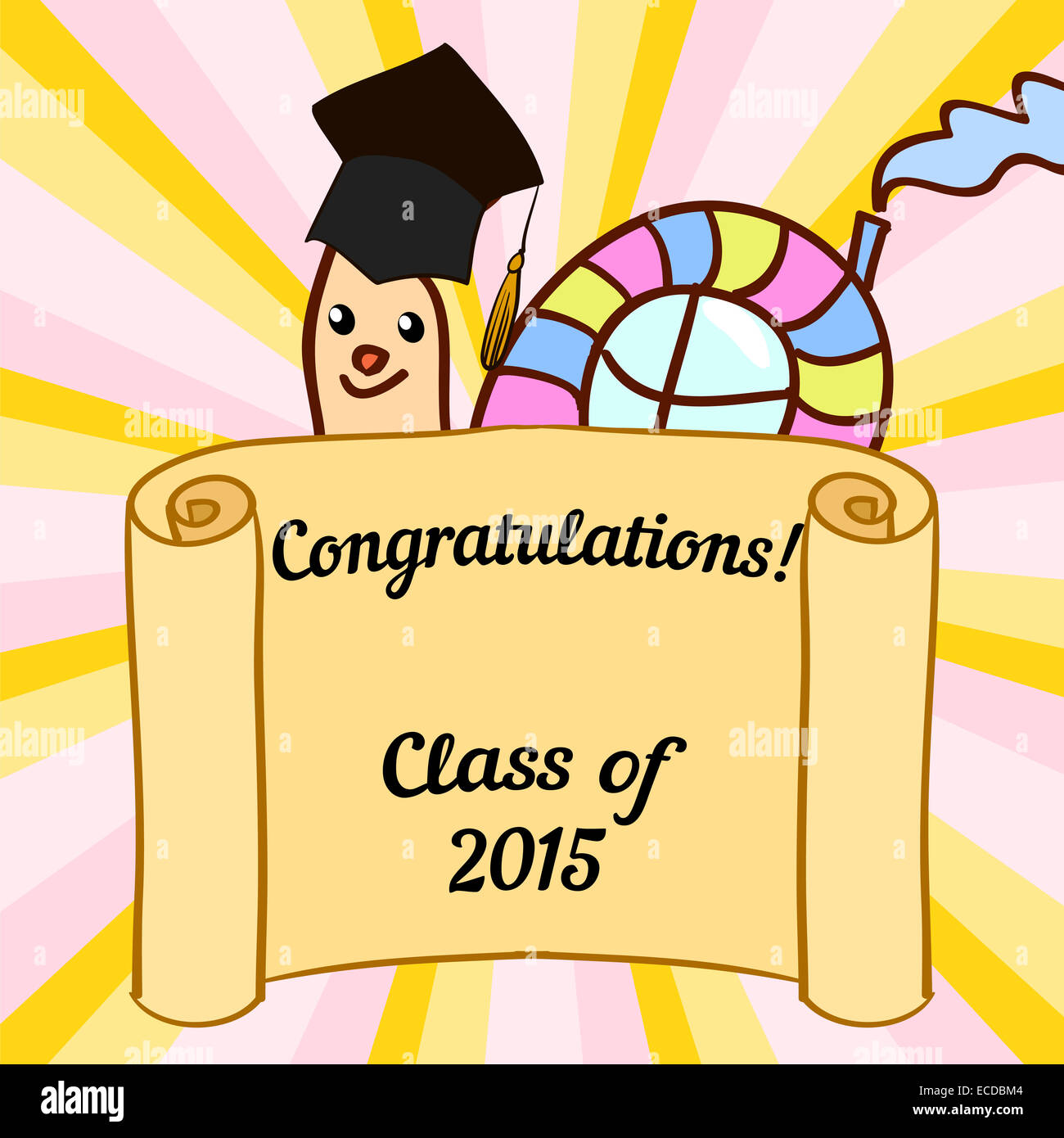 Greeting card with a character and congratulations graduate completion ...