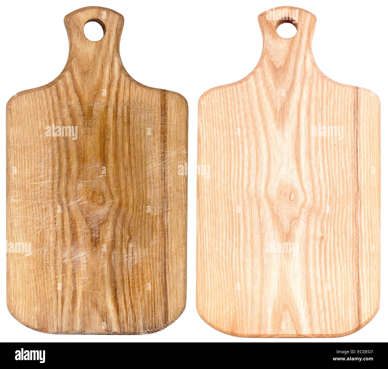 New and used chopping boards isolated on white Stock Photo - Alamy