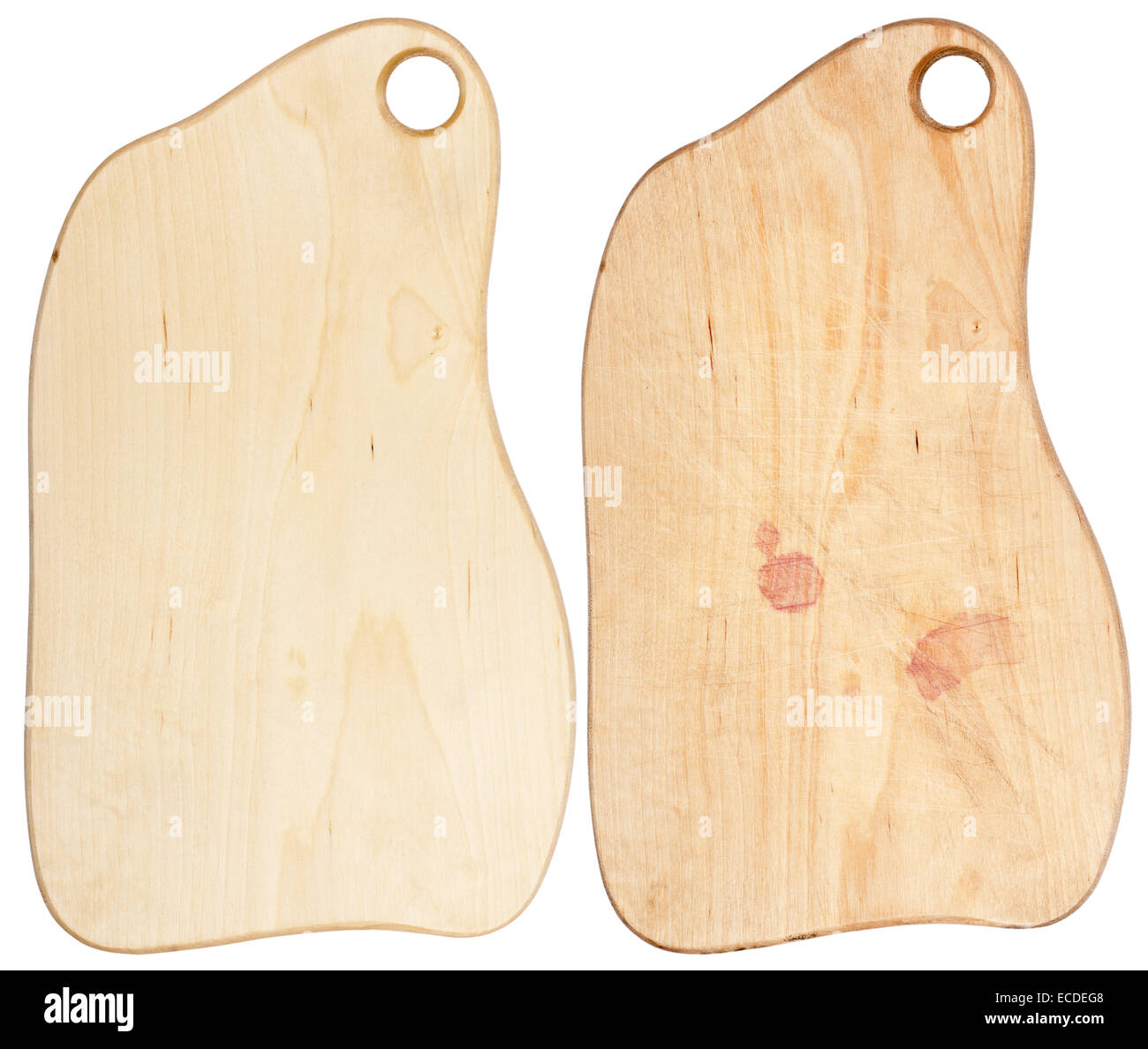 New and used chopping boards isolated on white Stock Photo - Alamy