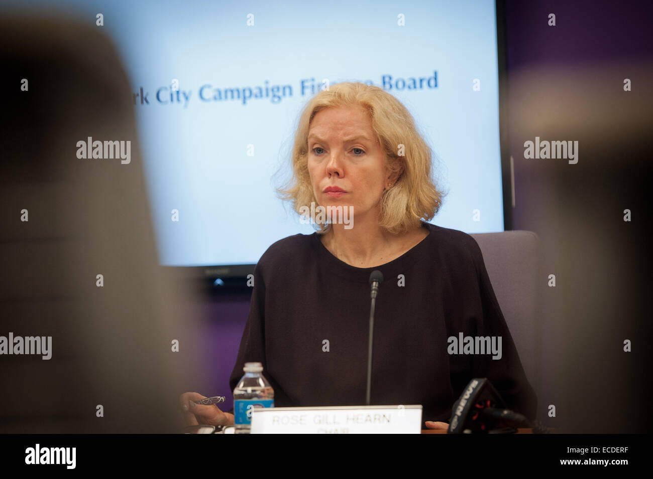 Manhattan, New York, USA. 11th Dec, 2014. Chair ROSE GILL HEARN speaks ...