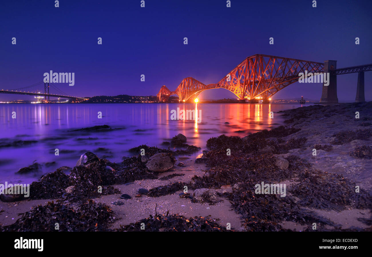 Forth rail bridge night hi-res stock photography and images - Alamy