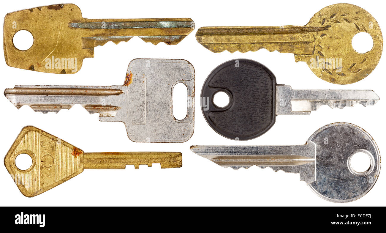 Big size set of old keys isolated on white background Stock Photo - Alamy