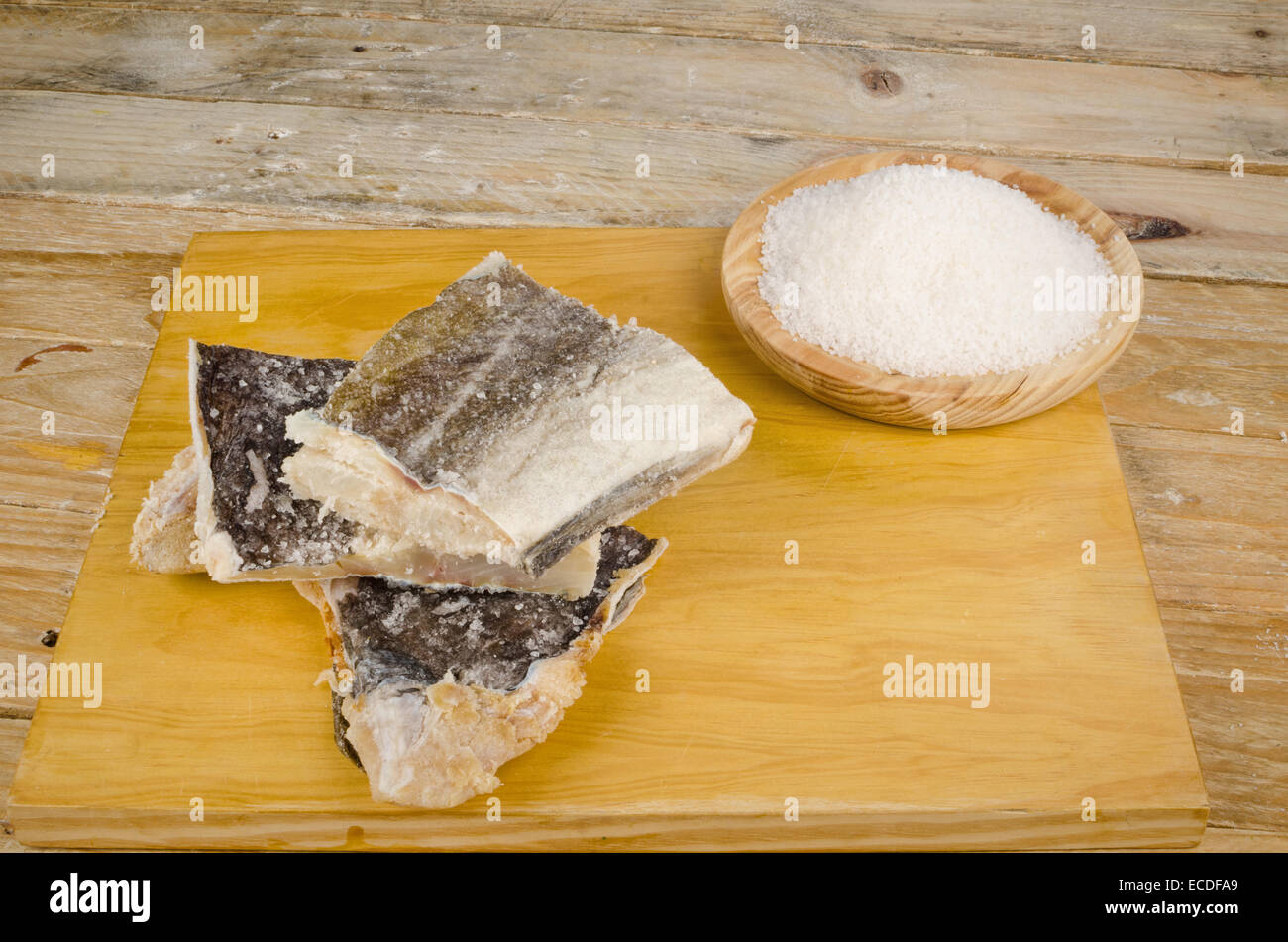 Several pieces of salt preserved cod fish Stock Photo - Alamy