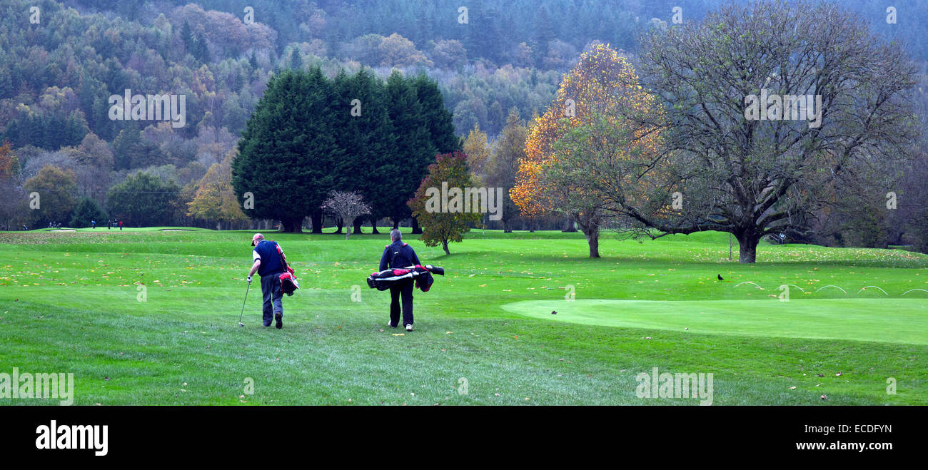 Golfers playing the 9 Hole Golf Course in the Tourist Village of Betwys ...