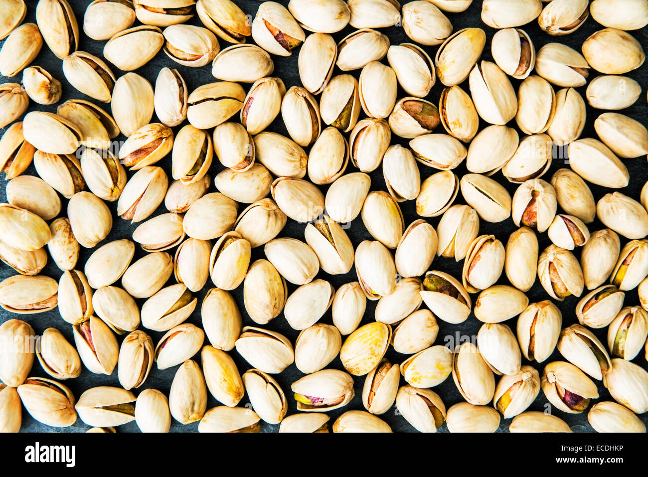 Closeup on full frame of pistachio. directly above. background Stock ...