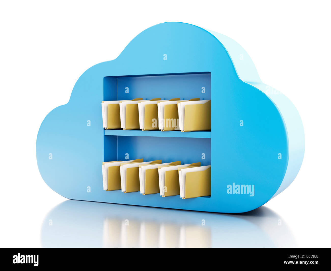 3d renderer illustration. 3d File storage in cloud. Cloud computing ...