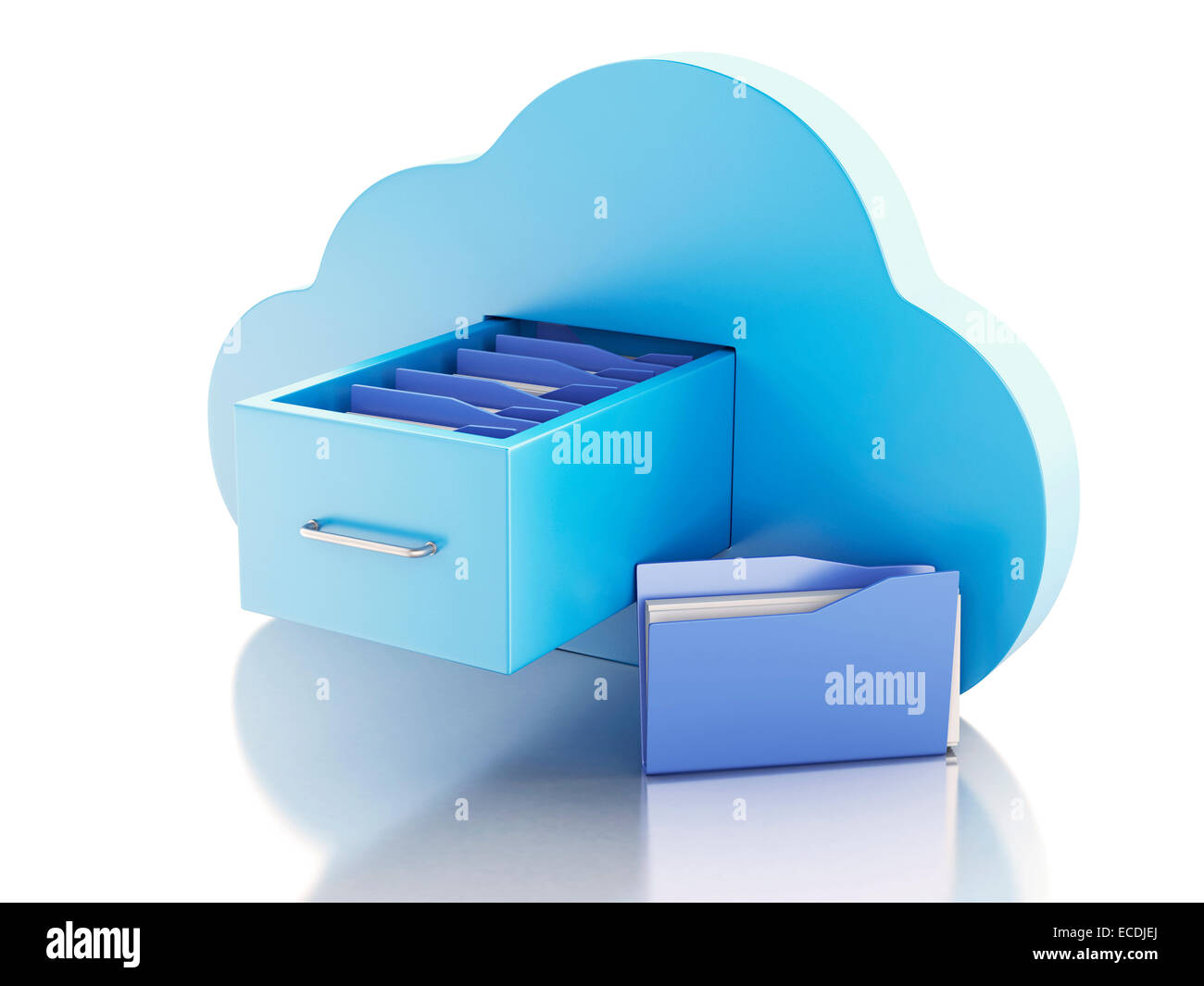 3d renderer illustration. 3d File storage in cloud. Cloud computing ...