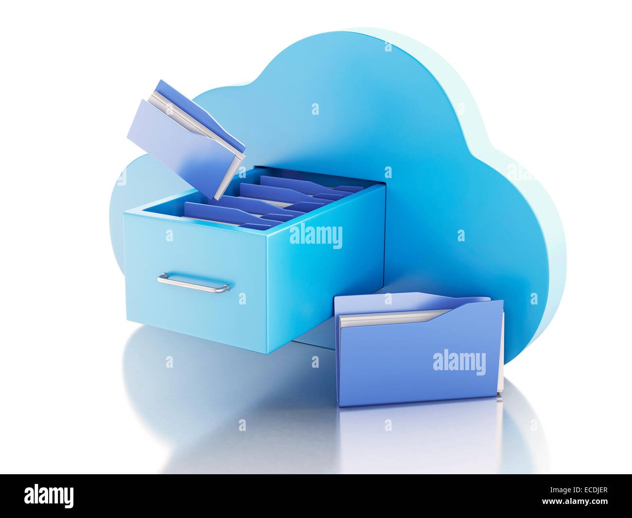 3d renderer illustration. 3d File storage in cloud. Cloud computing ...