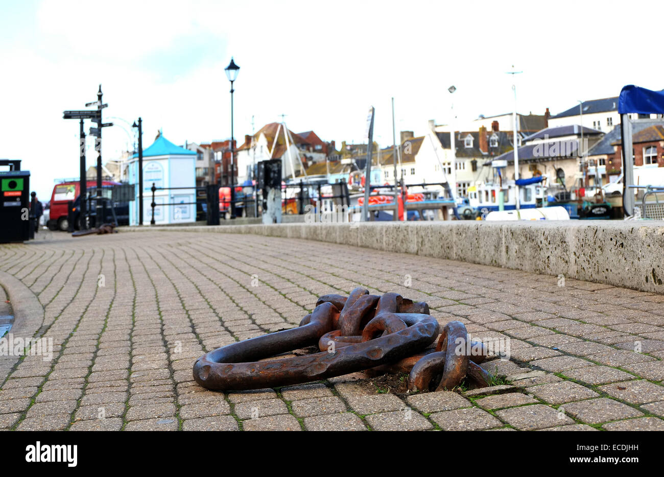 Ship securing rings on the harbour path at Weymouth harbour, 10th ...