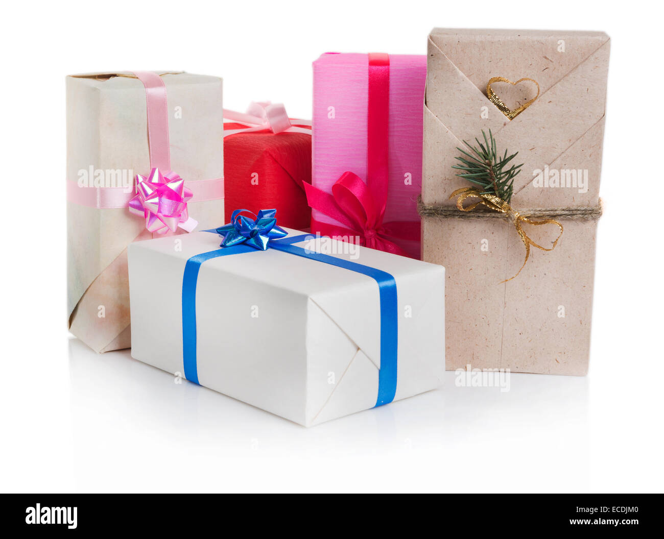 boxes with presents isolated on white background Stock Photo - Alamy