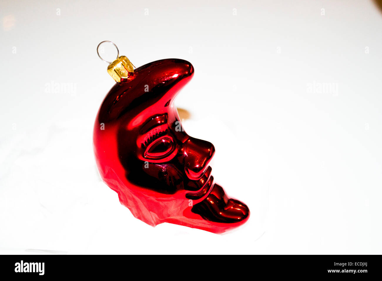 Moon shaped christmas tree decoration Stock Photo - Alamy